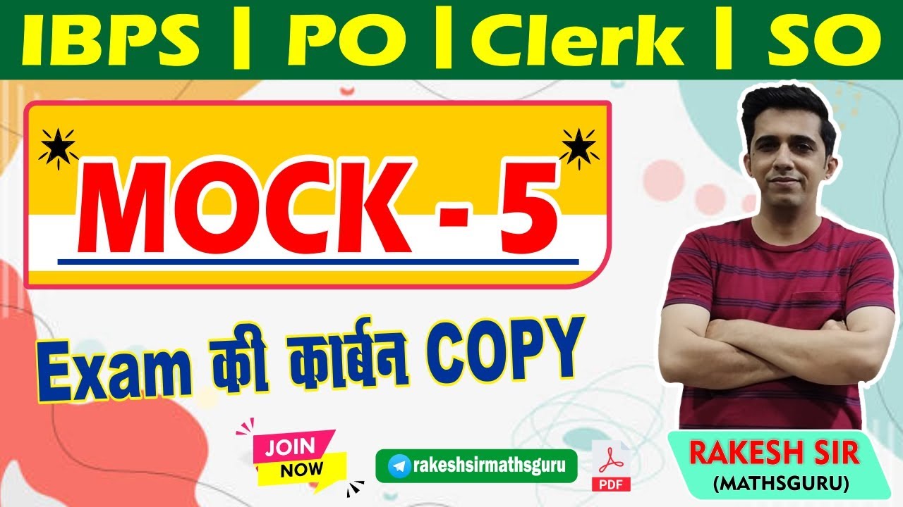 SUPERMOCKS | MATHS MOCK - 5 | IBPS | PO | SO | CLERK | RAKESH SIR - YouTube