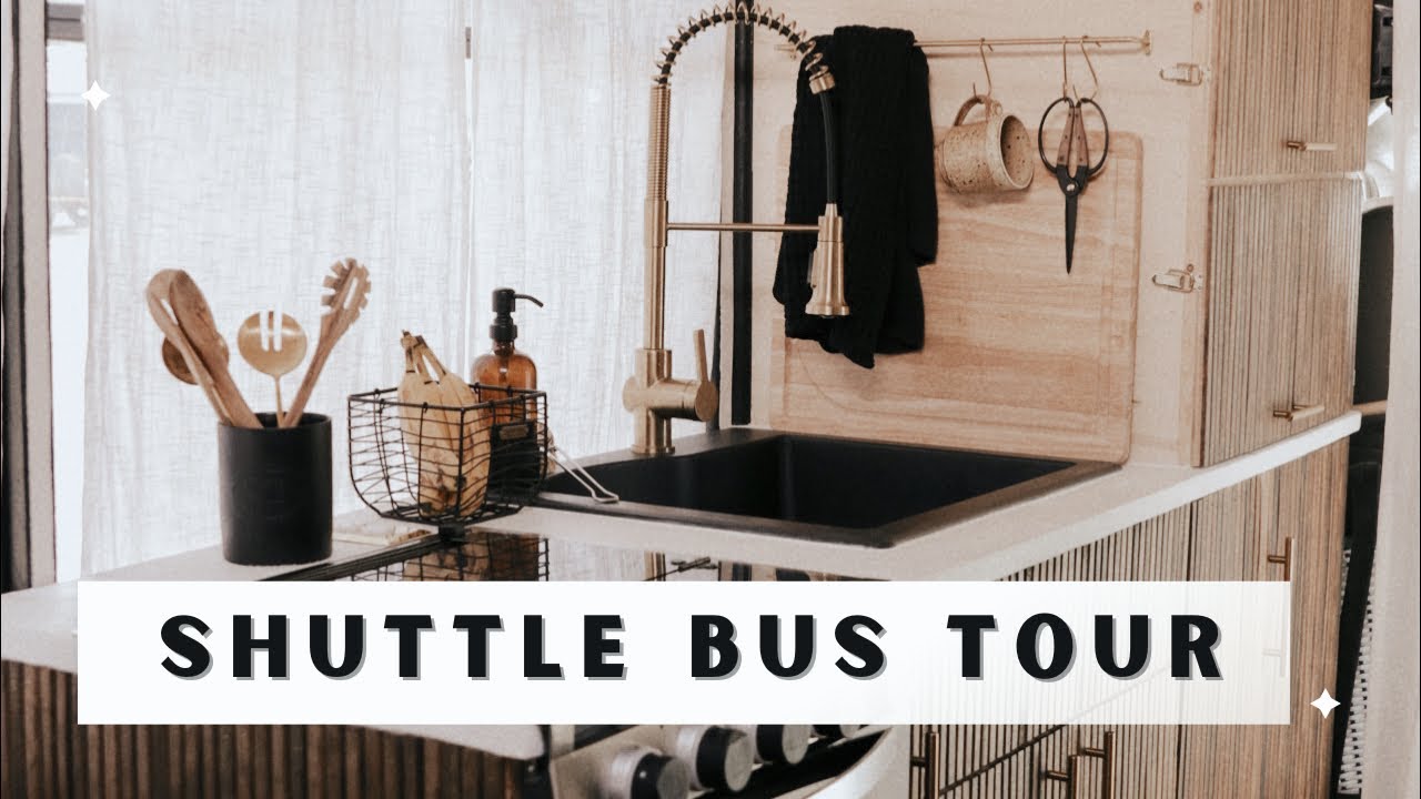 DIY Shuttle Bus Tour / Fully Off Grid, Standing Shower, Queen Electric ...