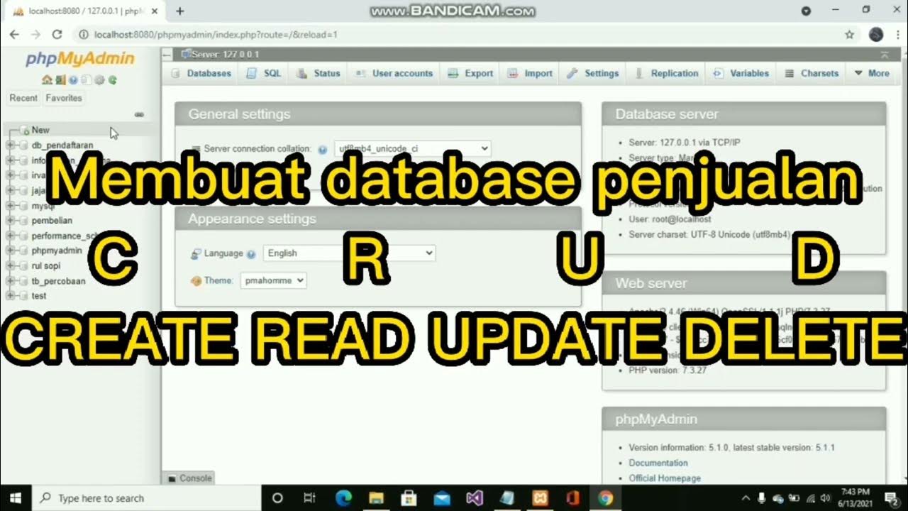 cara membuat database penjualan my sql di xampp - YouTube