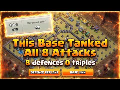 Titan League TH18 War Base Survived 8 Champion League Attacks 🔥 (Replays + Link)