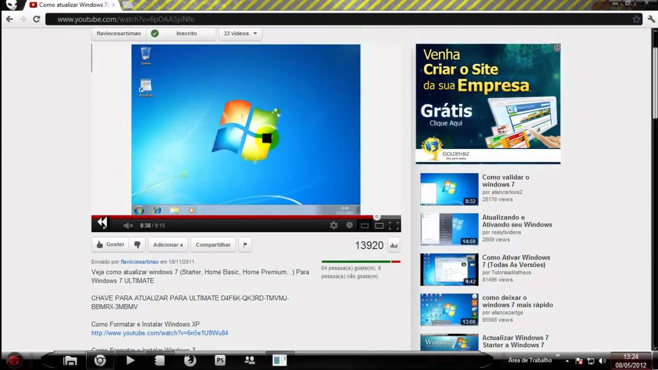 Como atualizar o windows 7 (Starter, Home Basic, Home Premium, Professional) HD 100% fucionando ...