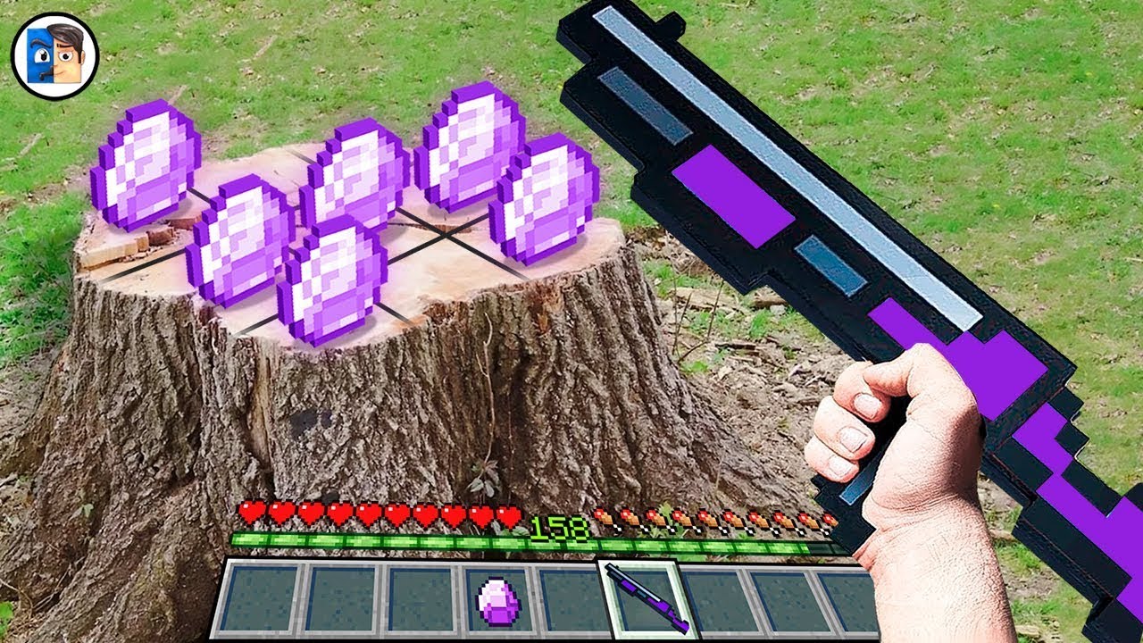 Minecraft in Real Life POV CRAFTING PURPLE GUN in Realistic Minecraft ...