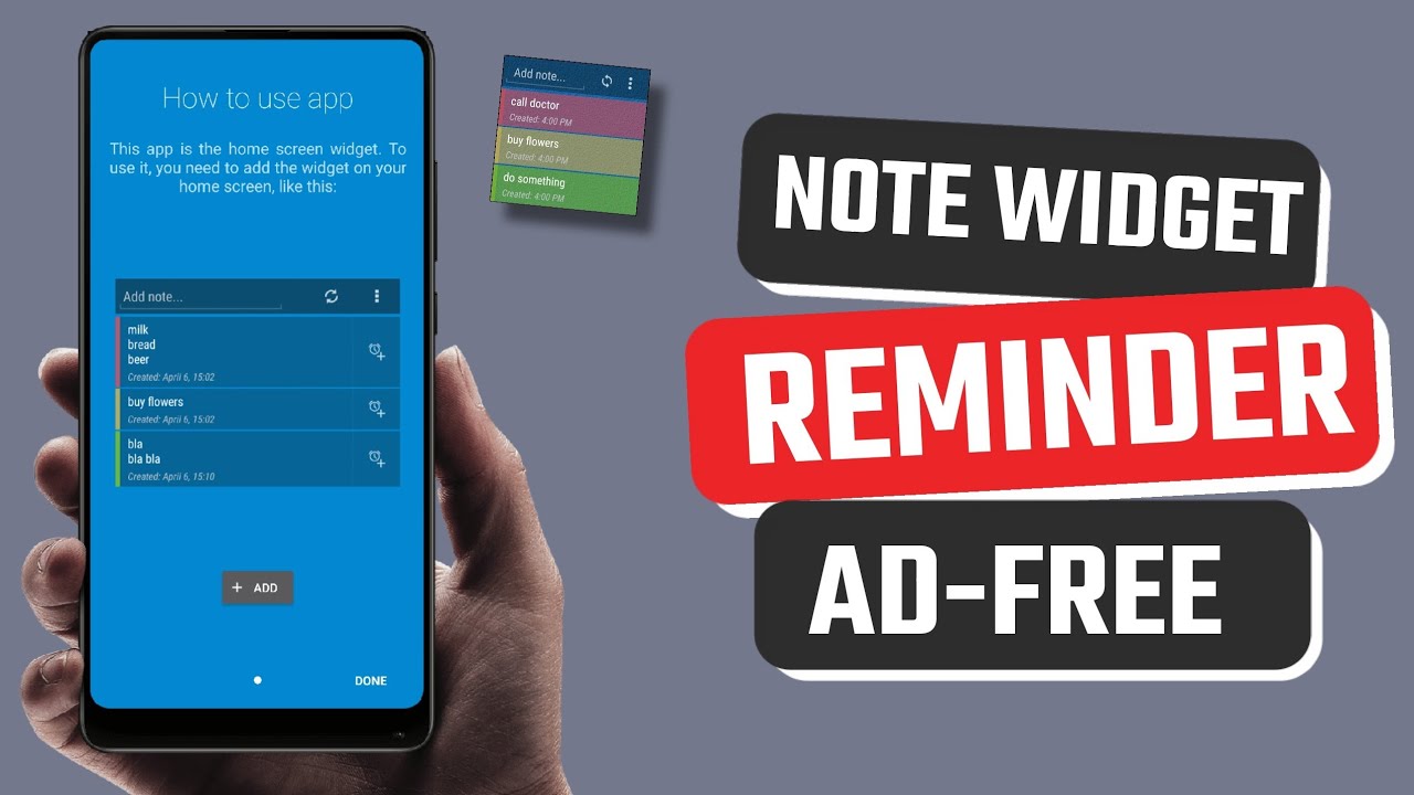 Best Free Notes Widget Reminder App for Android - YouTube