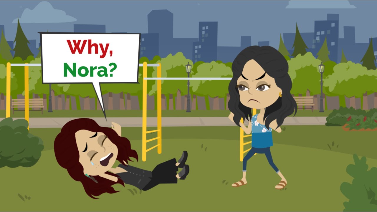 Nora stops Sara | Easy English story | English conversation practice ...