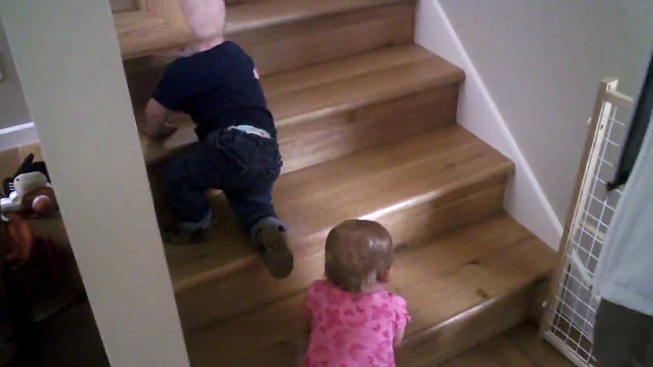 Devon & Noah climbing Jane's stairs! - YouTube