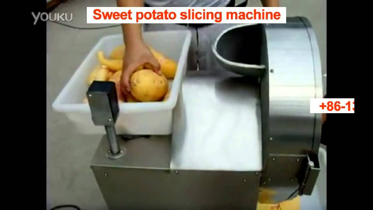 sweet potato slicing machine - YouTube