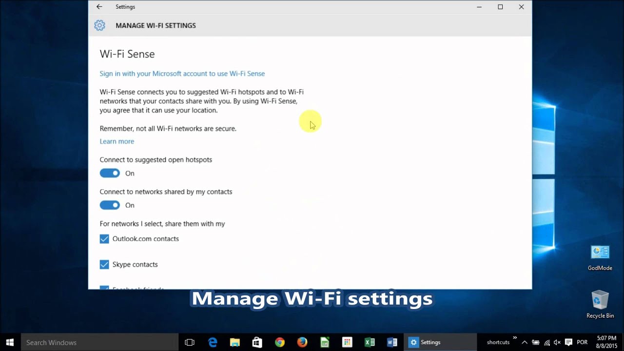windows 10 configure wifi sense - YouTube