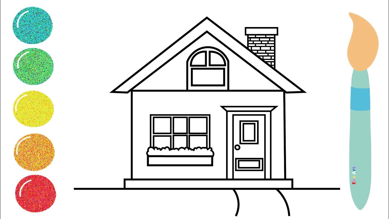 Drawing House with shapes | How to Draw a Easy House | Eva Art - YouTube