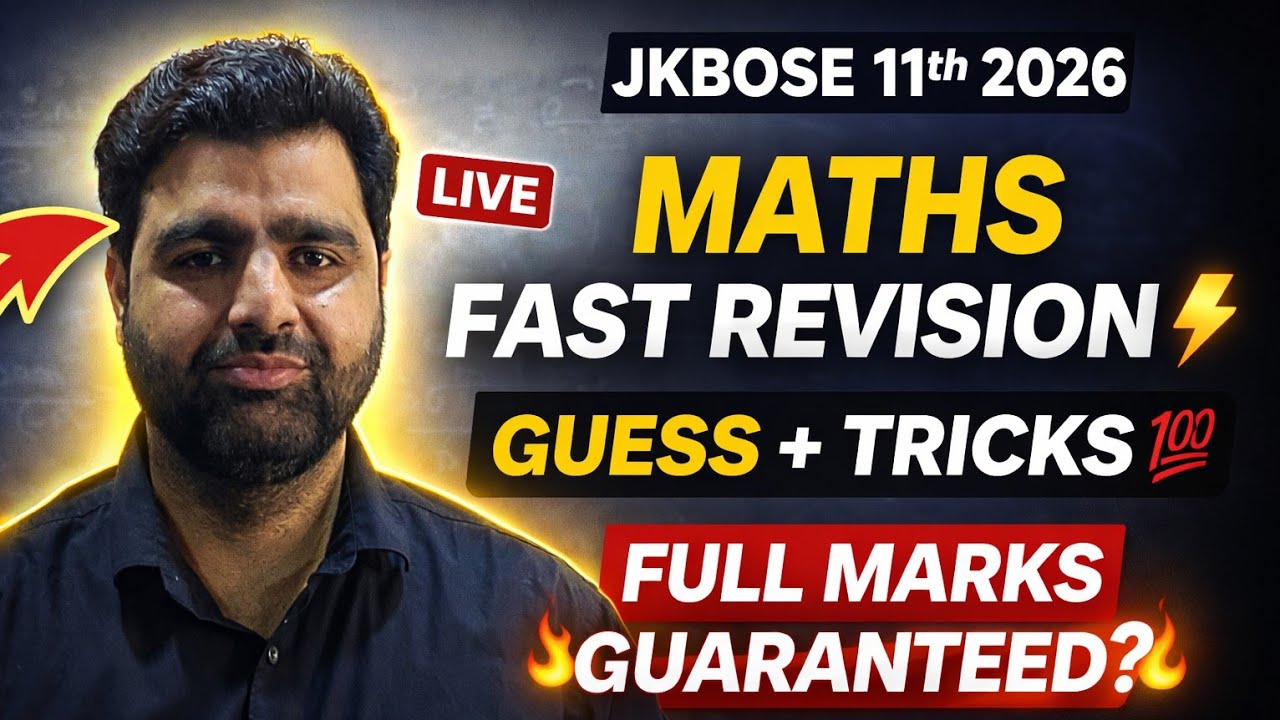 JKBOSE Class 11 Maths 2026 🔥 Fast Revision + Guess Paper | Full Marks ...