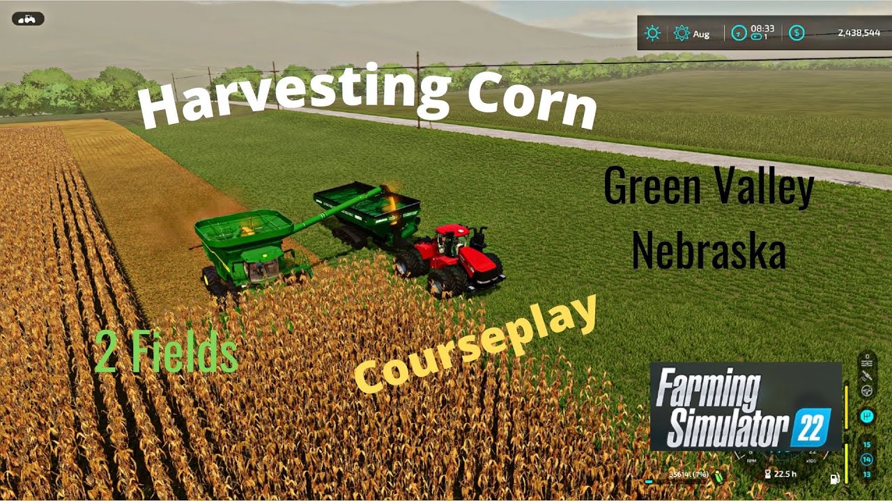 FS22 Green Valley Nebraska Using Courseplay To Harvest 2 Corn Fields ...