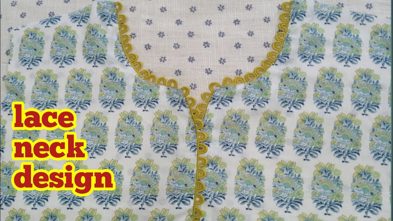 Round neck cutting stitching with lace | round shape neck stitching ...