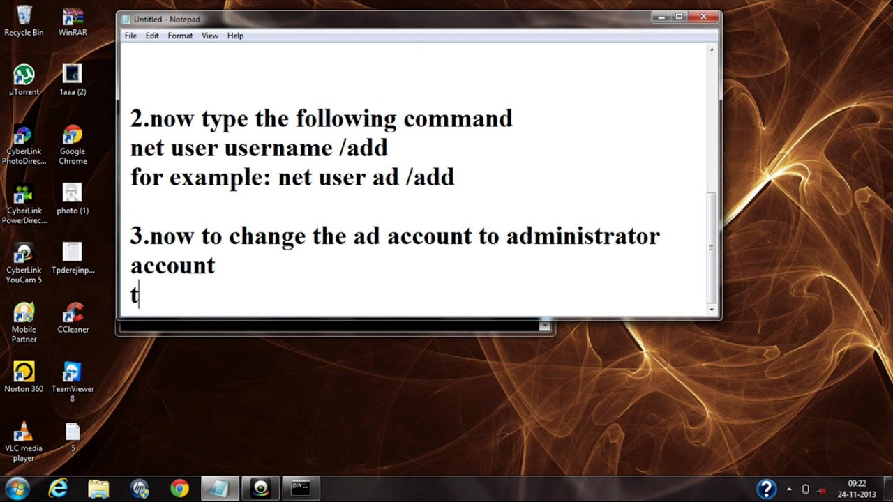 Creating User Account Using Command Prompt In Windows 7 Youtube 4041
