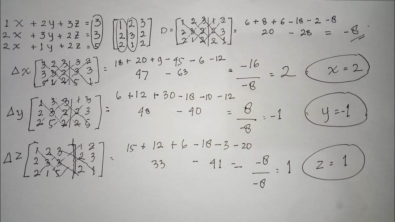 Mengeliminasi SPLTV dengan metode cramer's - YouTube