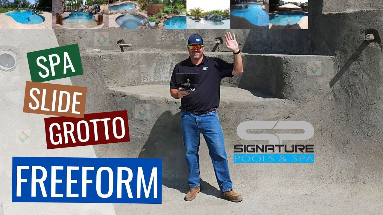 Monument Pool Design | 60 Ton Double Grotto | Slide | Fire Wall & Pit ...