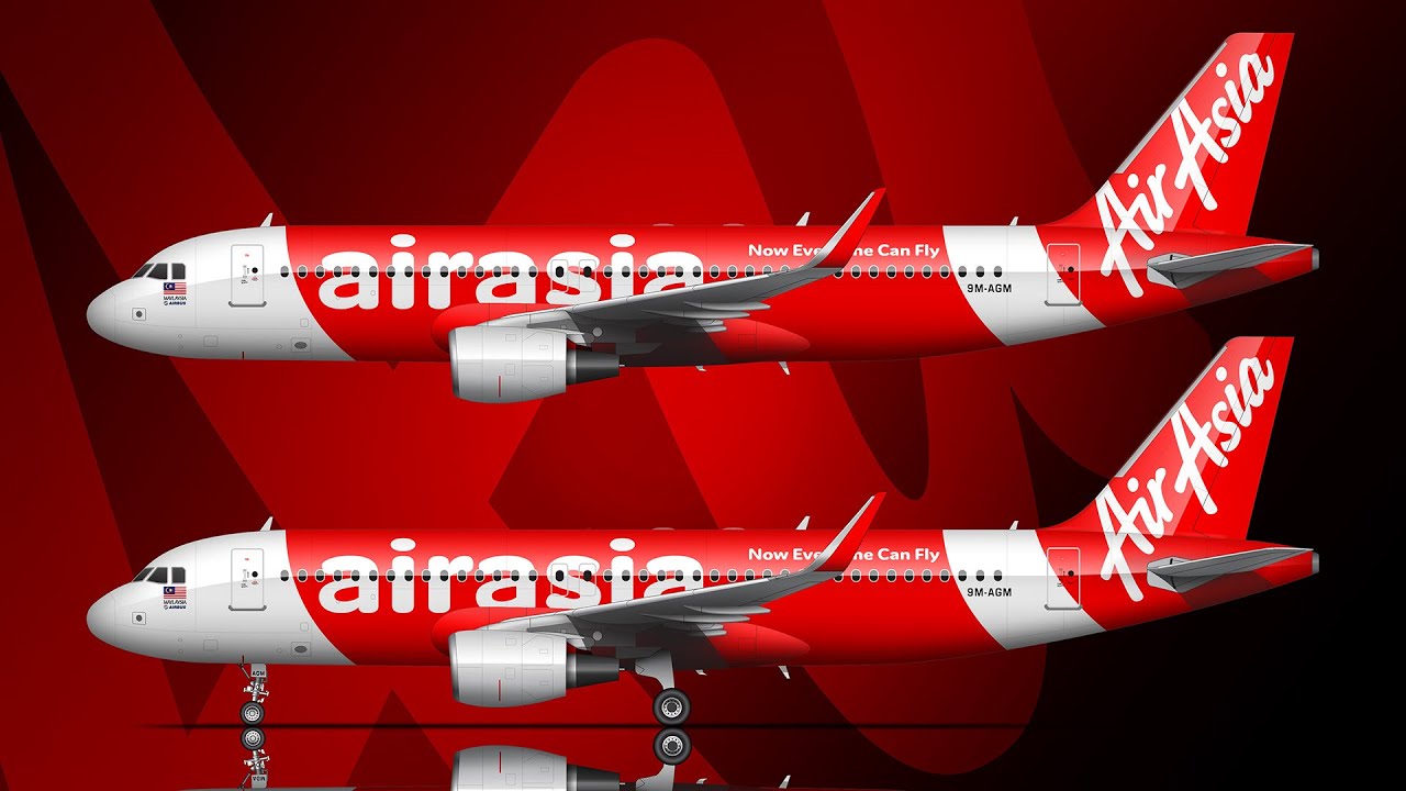 How to draw an AirAsia A320 (time lapse demo) - YouTube