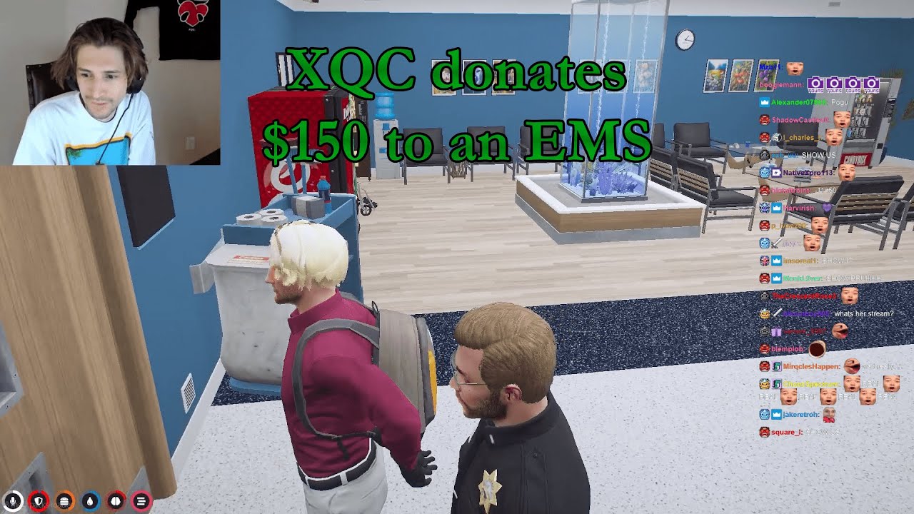 XQC donates $150 to an EMS for new hands (PC mouse) + chat reaction l ...