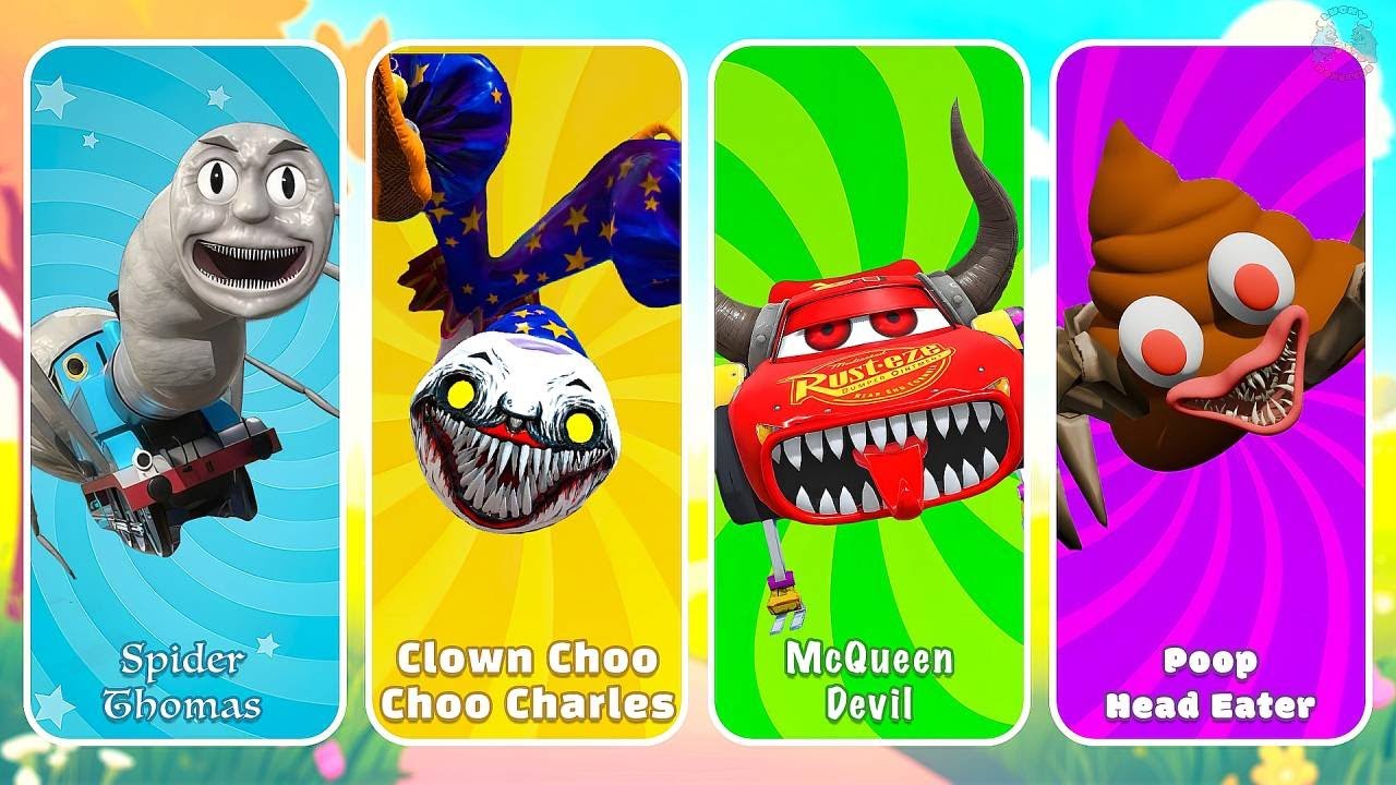 MONSTER BATTLE ⚔️ Spider Thomas, Clown Choo Choo Charles, McQueen Devil ...