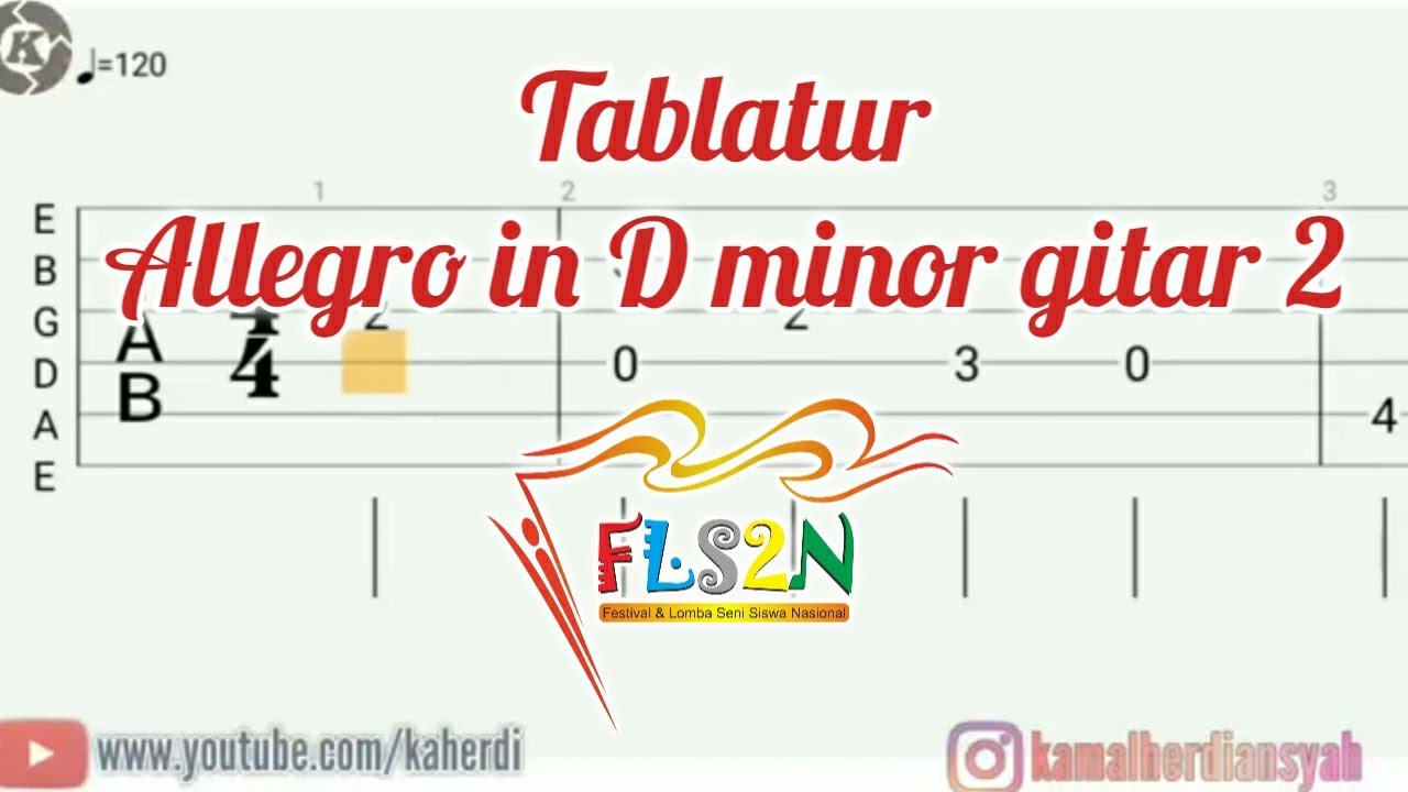 Tutorial tab gitar 2 Allegro in D minor fls2n smp - YouTube