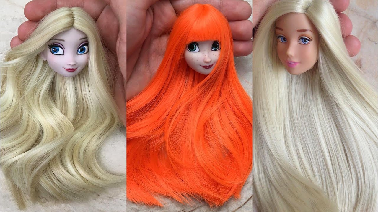 Disney Princess Doll Makeover ~ DIY Miniature Ideas for Barbie ~ Wig ...