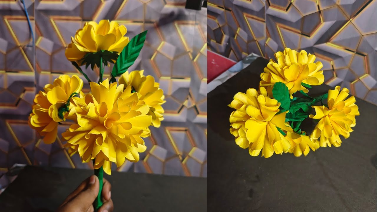 🌼 DIY Beautiful Paper Marigold Flower | Easy Handmade Craft 🌼 - YouTube