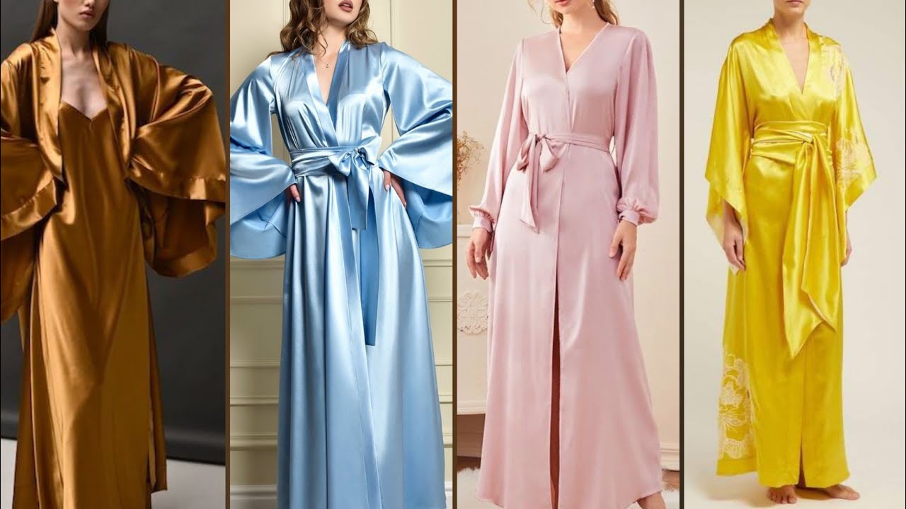 most beautiful gorgeous stylish Silk night gown designing - YouTube