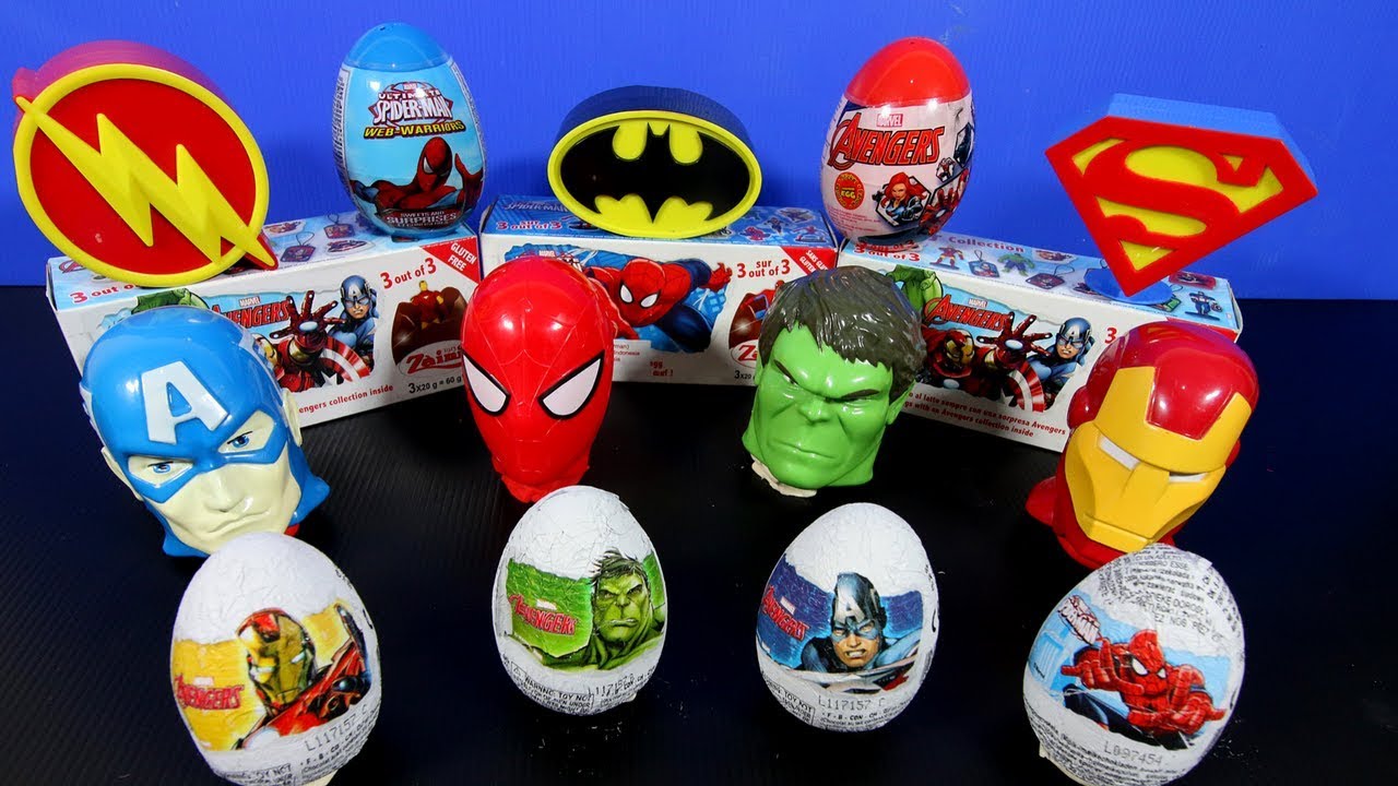 Opening Marvel Avengers Superhero Egg Surprise Video. Chocolate Eggs ...