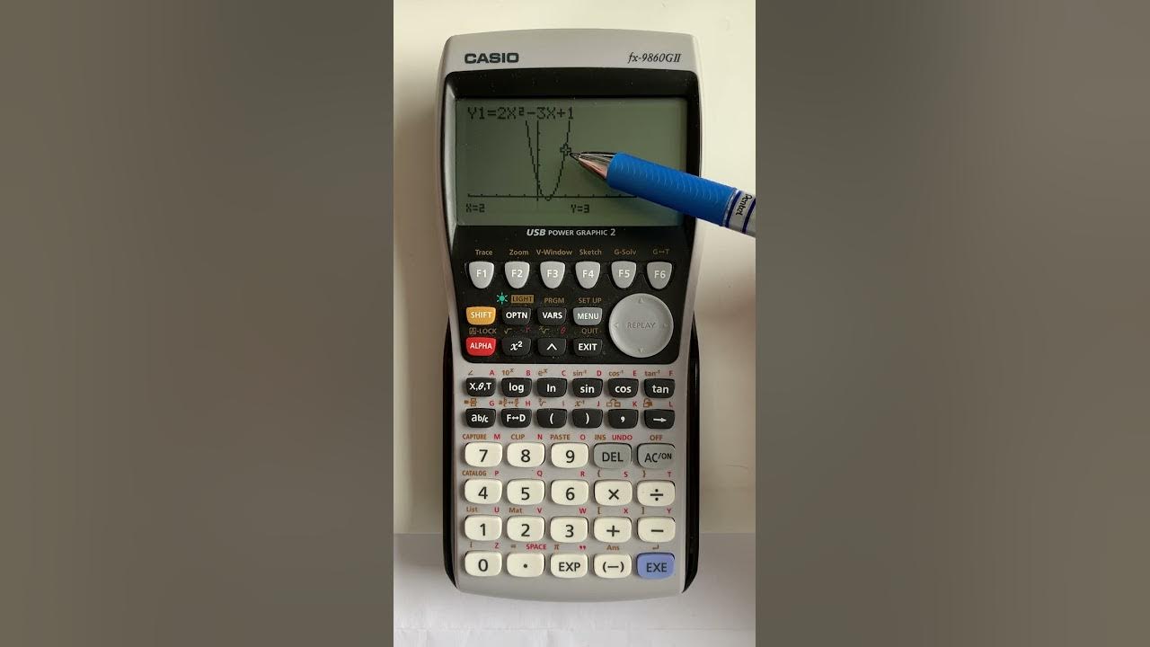 Graph zeichnen und Gleichungen lösen mit GTR CASIO fx-9860GII Taschenrechner - YouTube