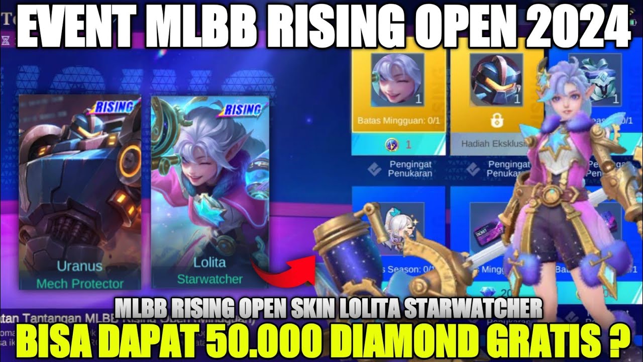 MLBB RISING OPEN!! CARA MENDAPATKAN SKIN LOLITA RISING GRATIS | EVENT ...