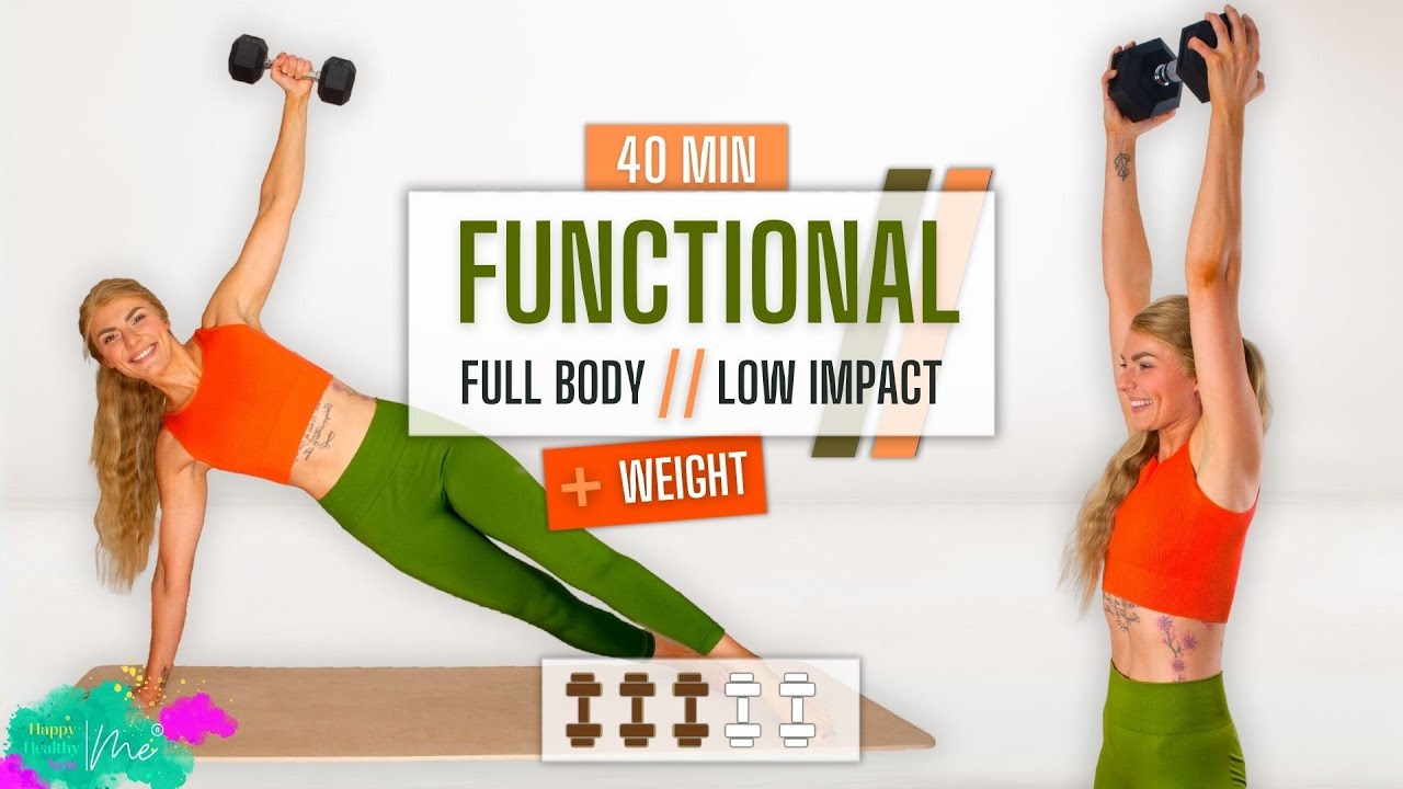 40 Min Full Body Functional Workout | With Weight | All Levels | Low ...