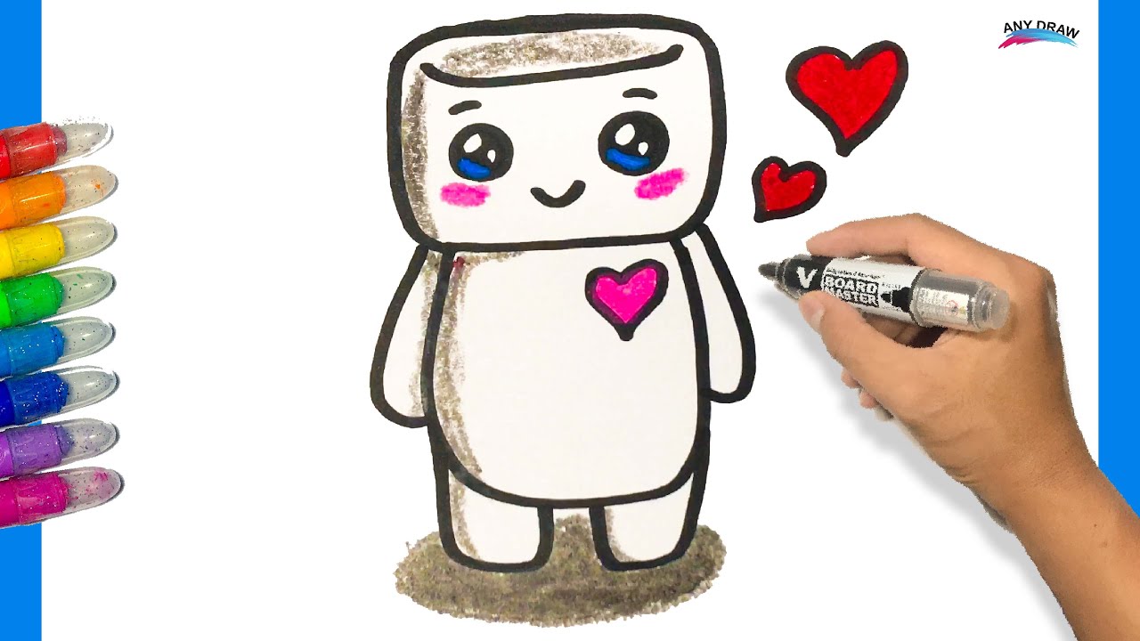 How to draw a Cute Marshmallow Character | Easy drawings - YouTube