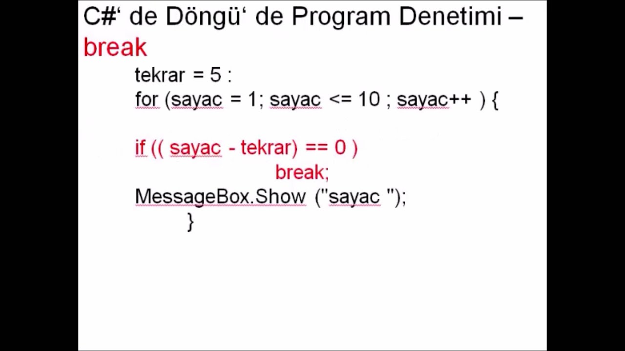 Ege Csharp- break continue - YouTube