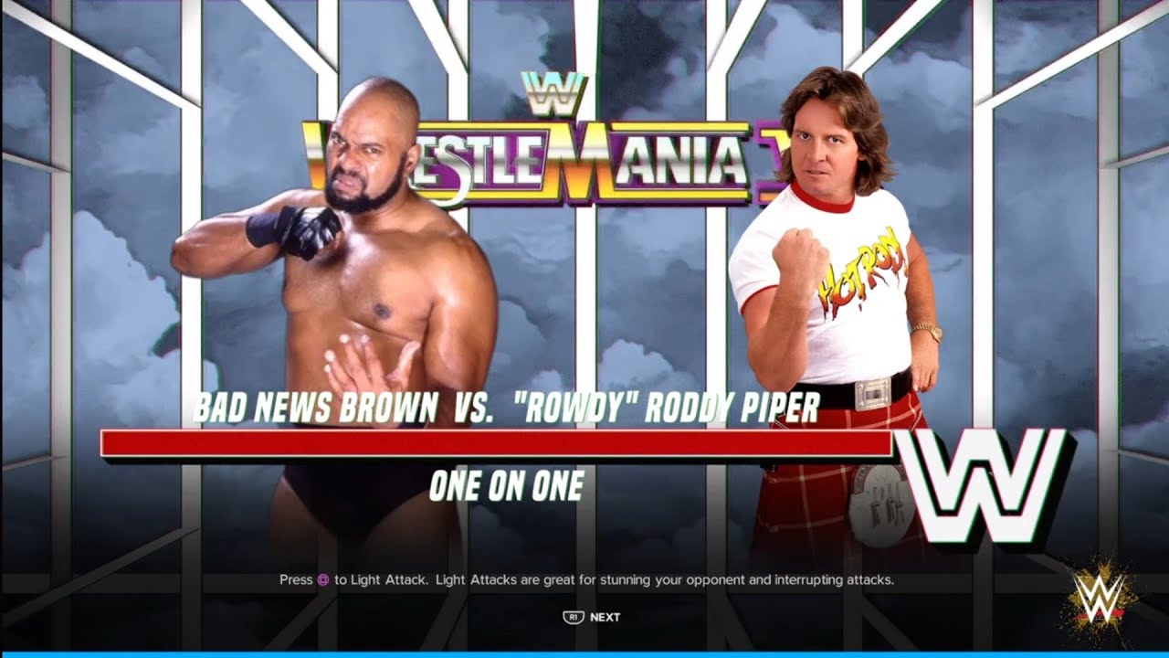 Bad News Brown vs Roddy Piper. WrestleMania 6. WWE 2K24 - YouTube