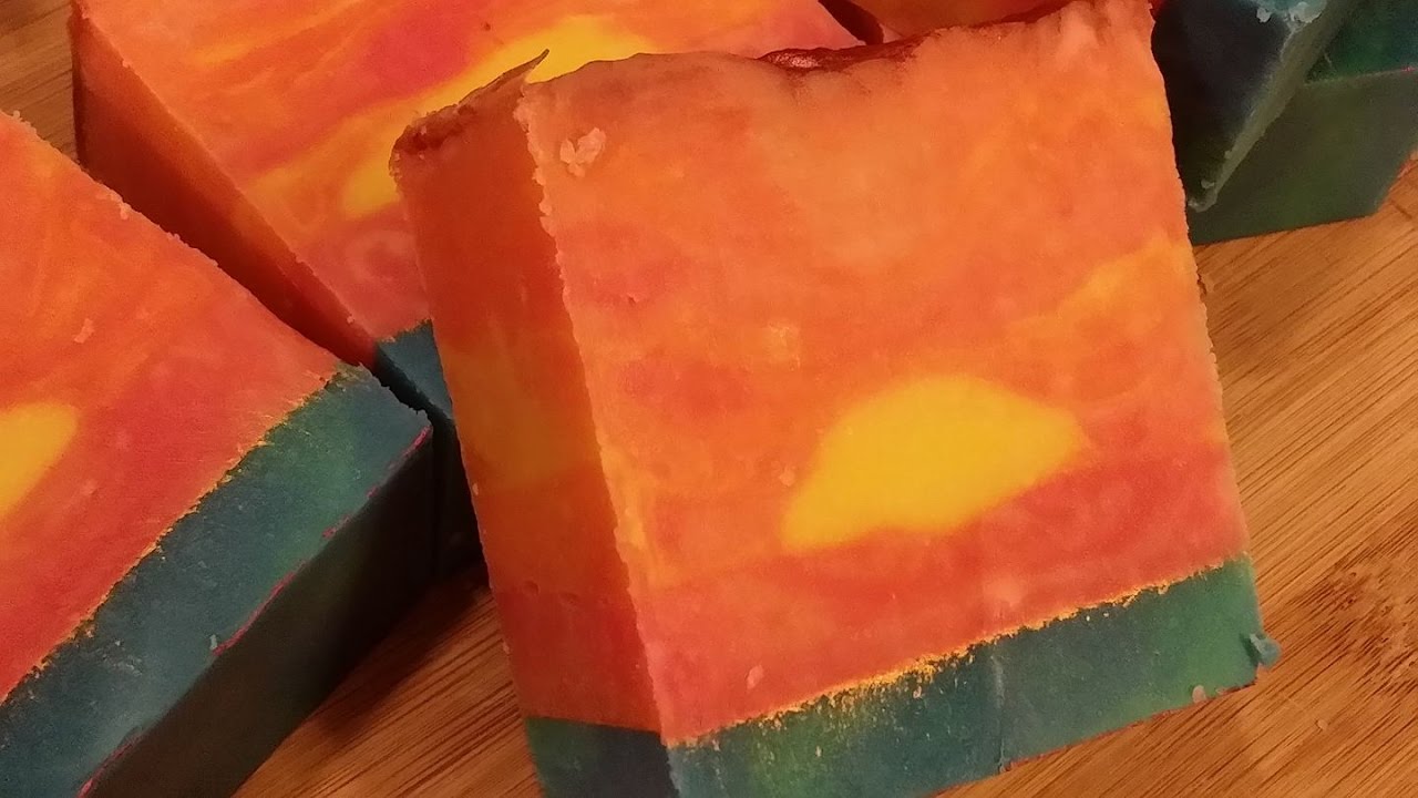 Making and Cutting of Hawaiian Sunset Cold Process Soap - YouTube
