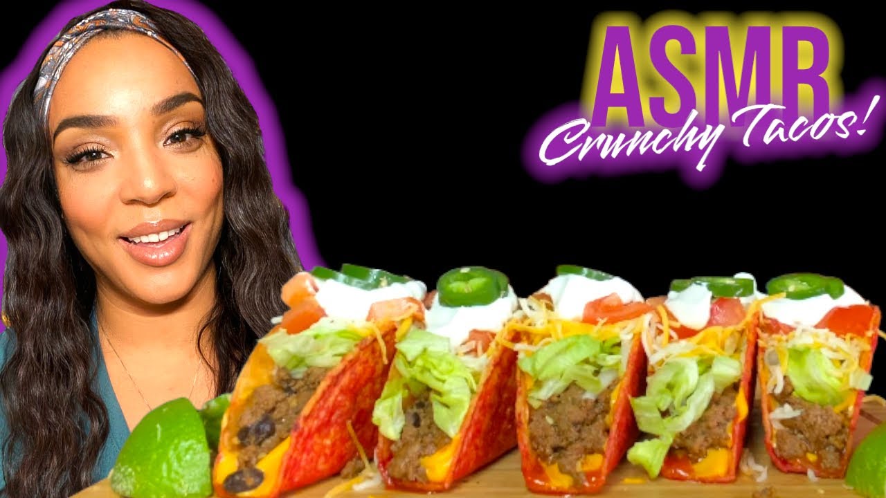 ASMR MUKBANG | Crunchy Nacho Cheese Tacos | No Talking | Nene’s Eats ...