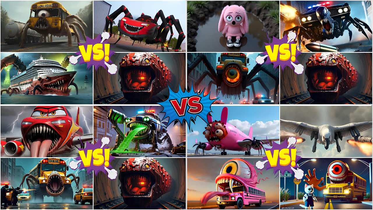 Minion Soldier🆚Train Eater🆚Police Car Monster🆚School Bus Monster ...