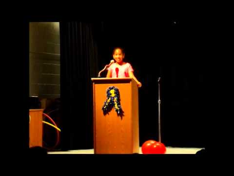 Super sisters perform speech at school talent show
