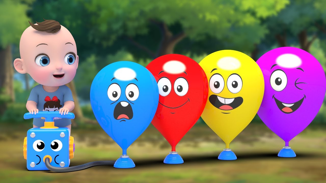 Color Popping balloons Song! | Learn Color Finger Family Nursery Rhymes ...