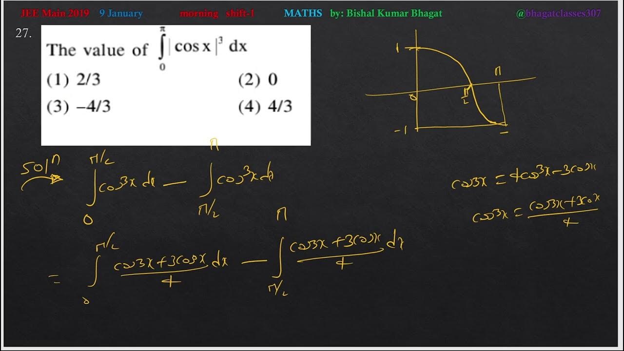 The value of ∫|cos x|^3dx x ∈[ 0,π ] dx - YouTube