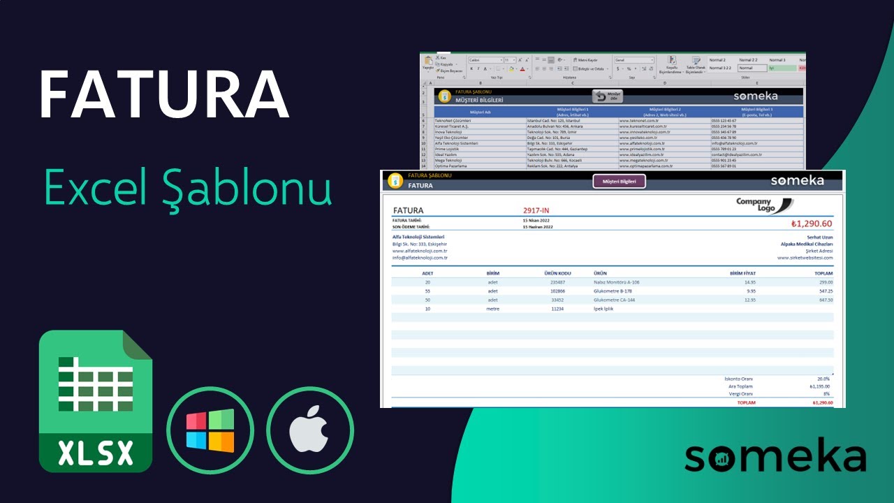 Excel Fatura Şablonu | Excel'de Hazır Fatura - YouTube