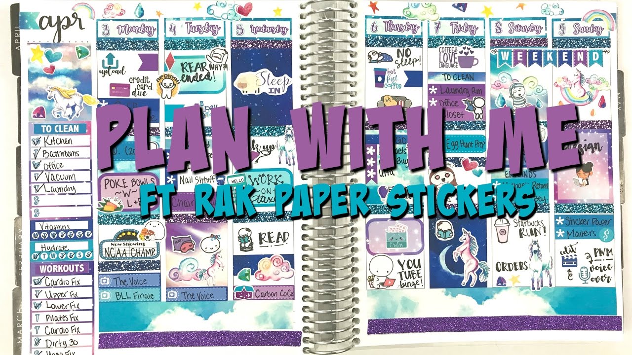Plan With Me - FT Rak Paper Stickers - Apr 3 - 9 - YouTube