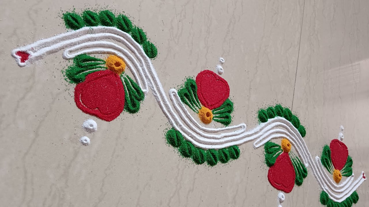 Quick & Attractive Heart Shape Rangoli Design! ️🥀🌹#borderrangoli # ...