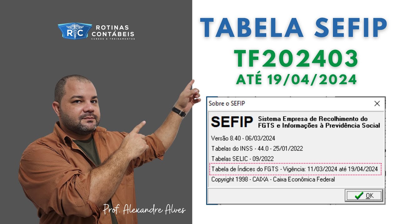 NOVA TABELA SEFIP | Vencimento 19/04/2024 - Teste aprovado! - YouTube
