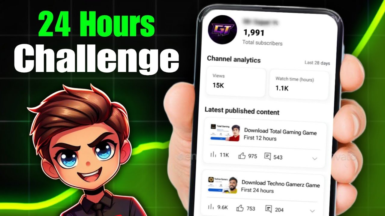 24 Hours Challenge ( Shoking Result ) How To Grow Gaming Channel From 0 ...