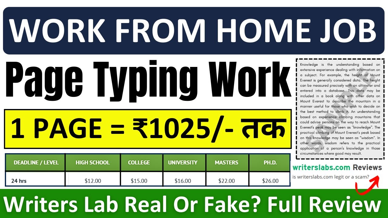 Page typing work at home | Work from home jobs 2024 | Writerslab.com ...