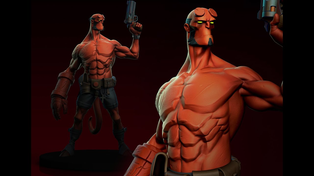 Hellboy fan art, 3d sculpture [ part 3 ] - YouTube