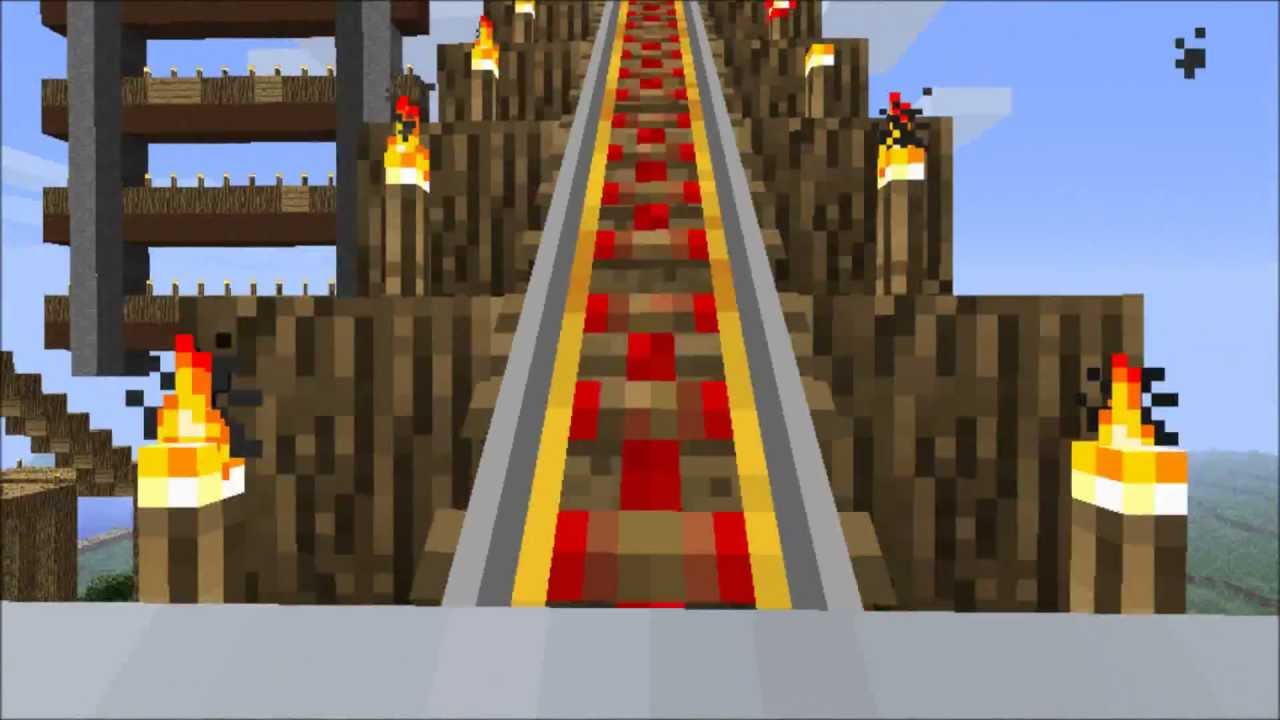 Minecraft: Wooden Roller Coaster - YouTube