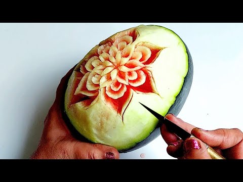 How to carve watermelon/fruit carving design/fruit and vegetable ...