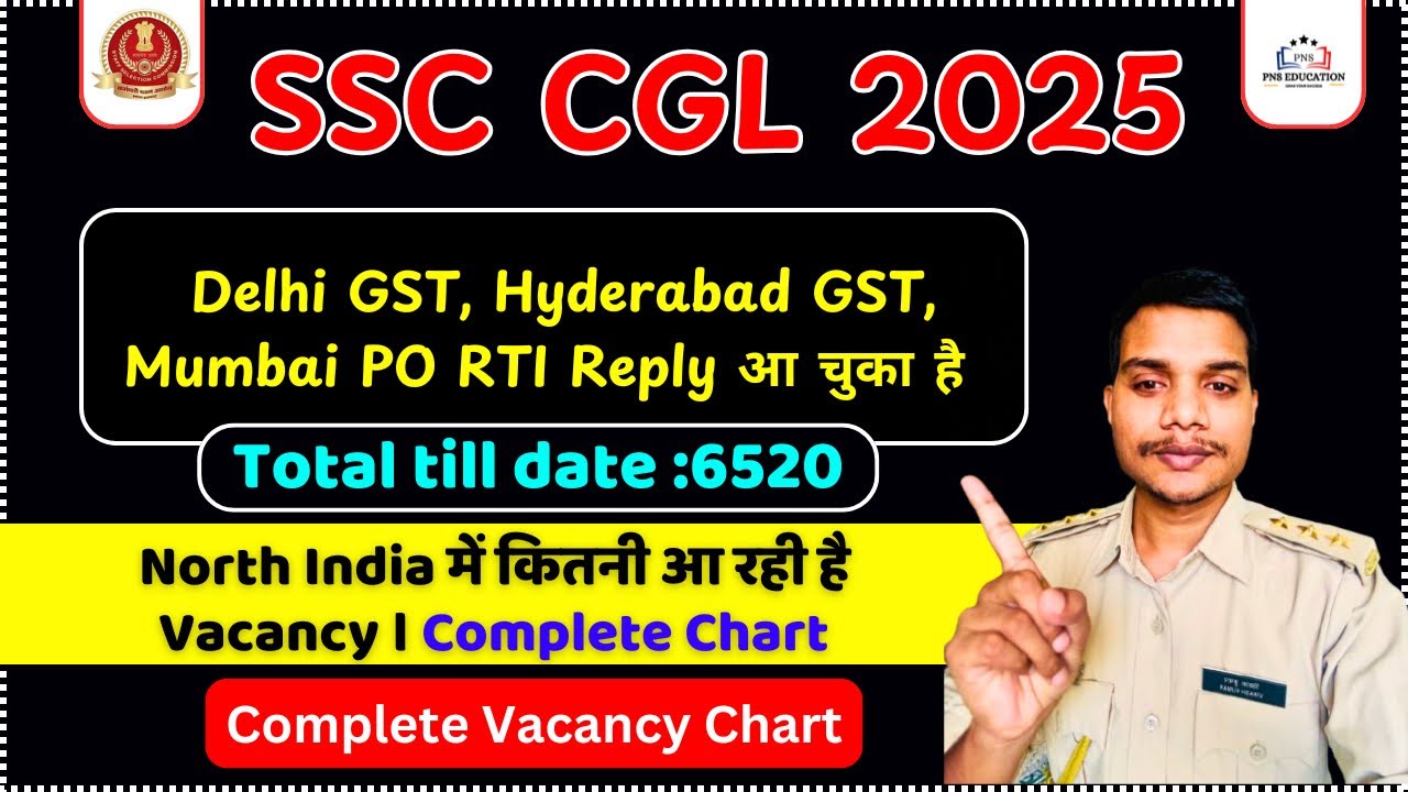 SSC CGL 2025 Vacancy | Mumbai , Delhi & Hyderabad Zone RTI Reply।Complete Vacancy chart 6520 ...