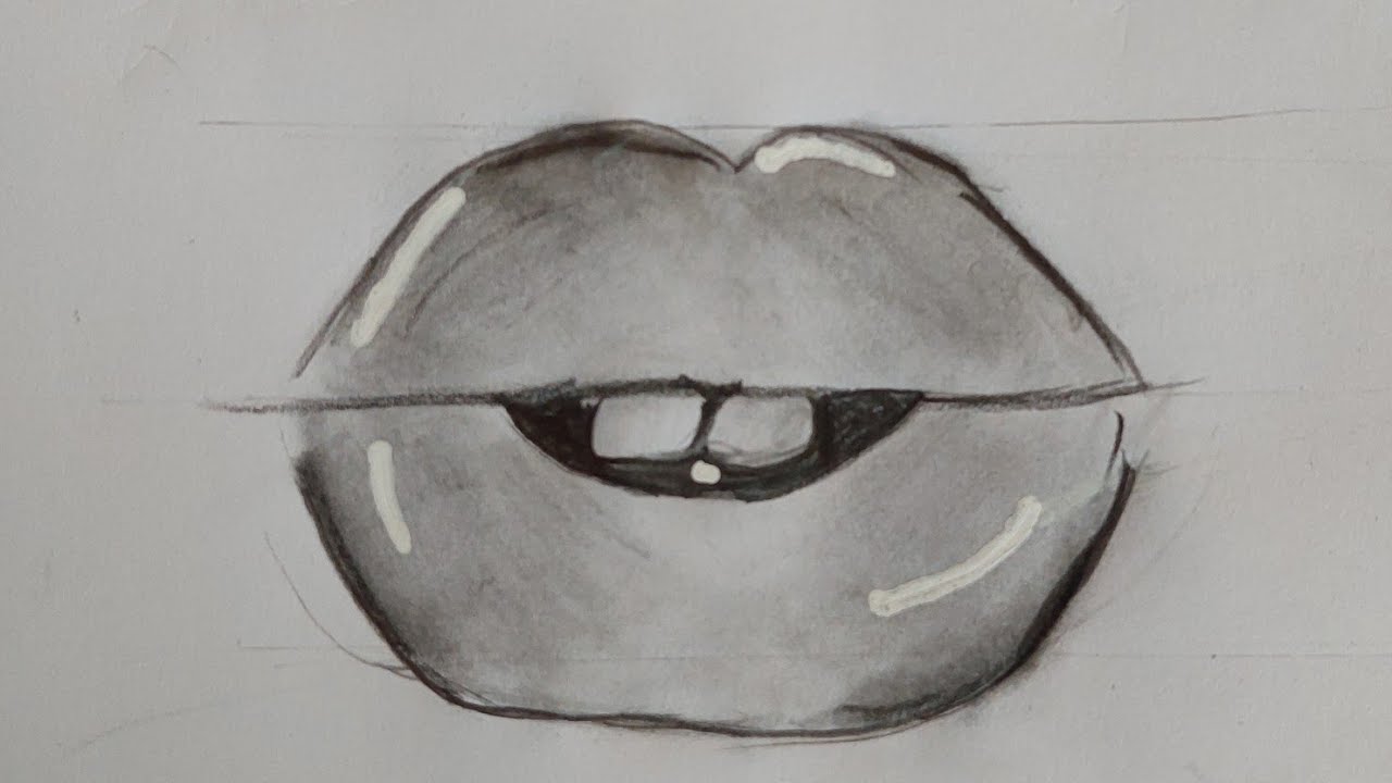 drawing semi realistic lips - YouTube