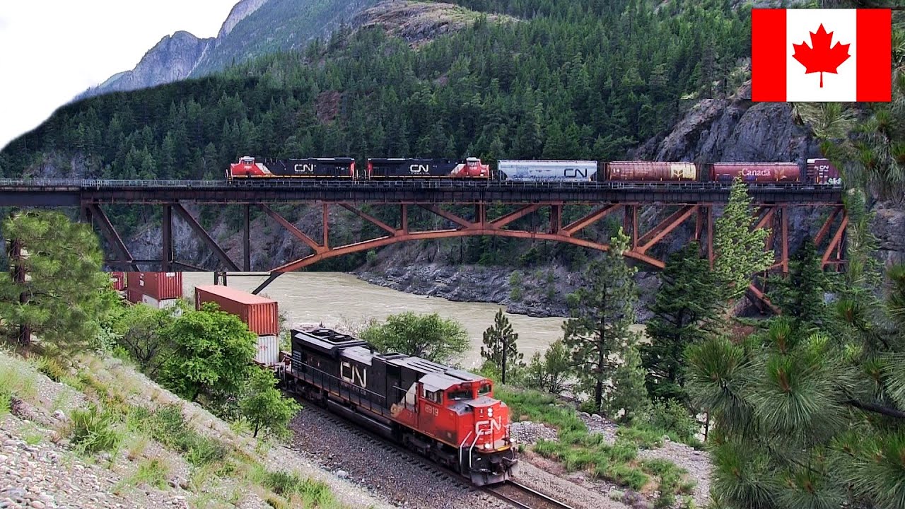 CANADA DAY!! BIG Massive Canadian TRAINS Along CANADAS BEAUTIFUL Fraser ...